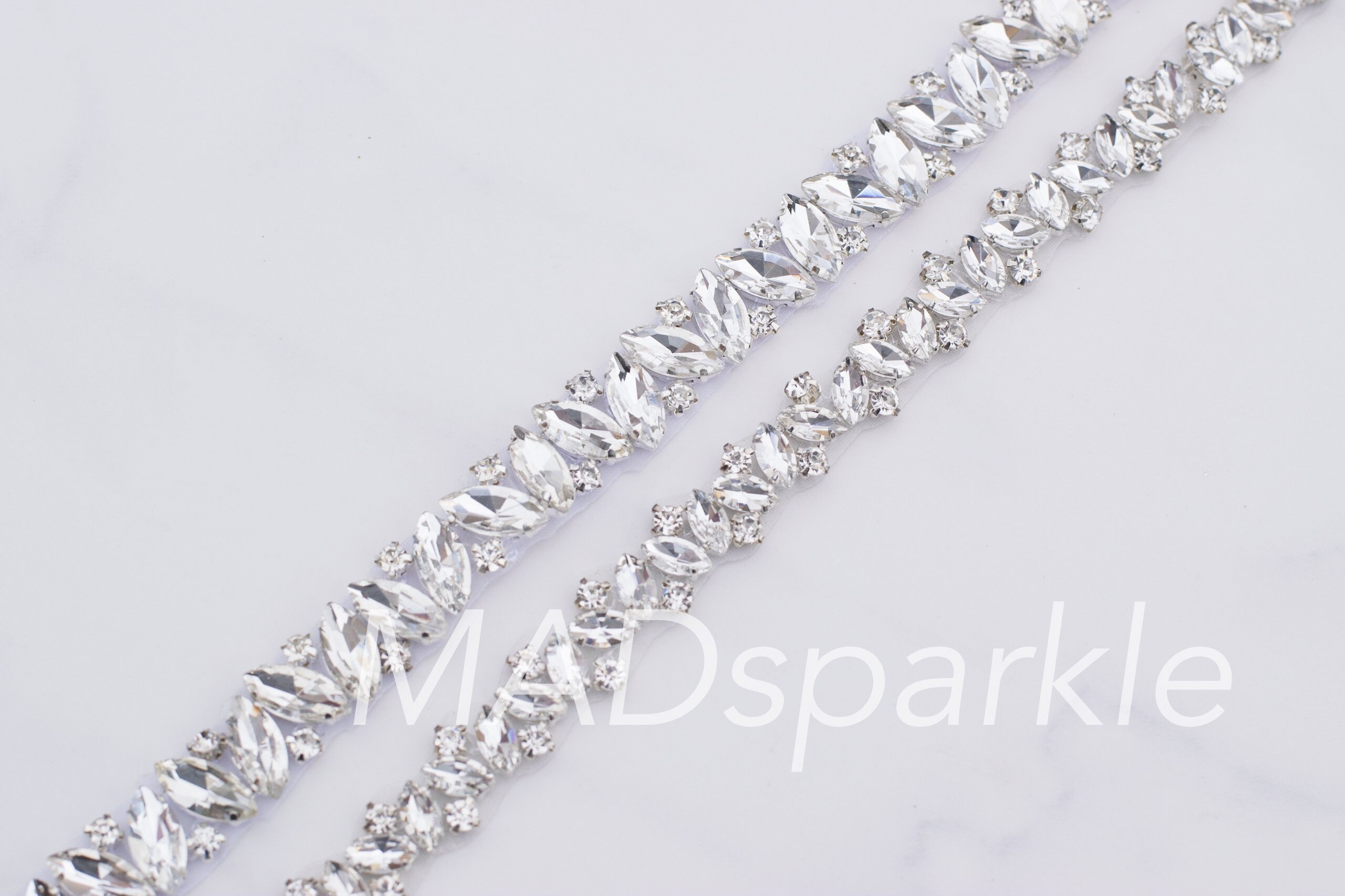 Rhinestone Trim by the yard Thin bridal trim luxury silver | Etsy