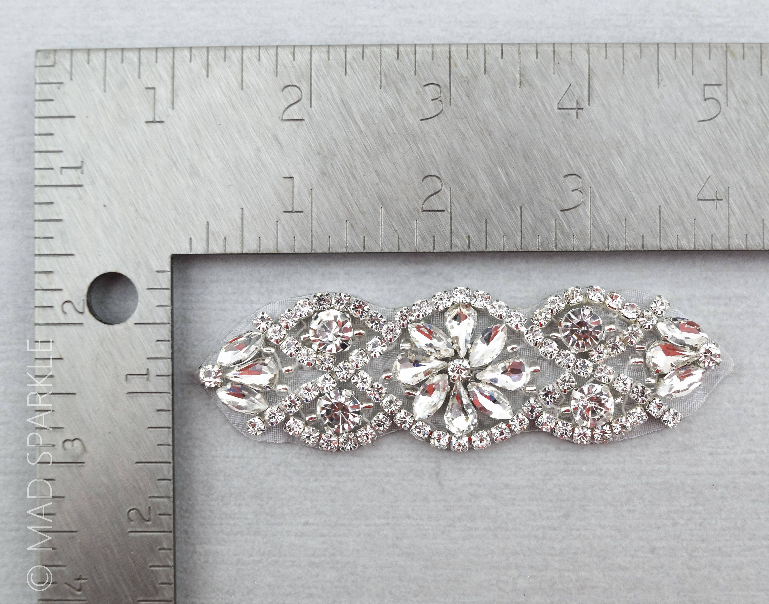 Small Rhinestone Applique Silver Crystal Motif Hotfix - Etsy