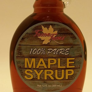 Pure Maple Syrup - Faxon Farms - 12 Oz Glass (grade A Dark) - Etsy
