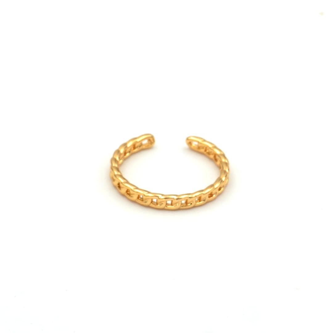 Vlogger Chain Ring // Adjustable, Gold, Silver // Au Courant X Sam ...