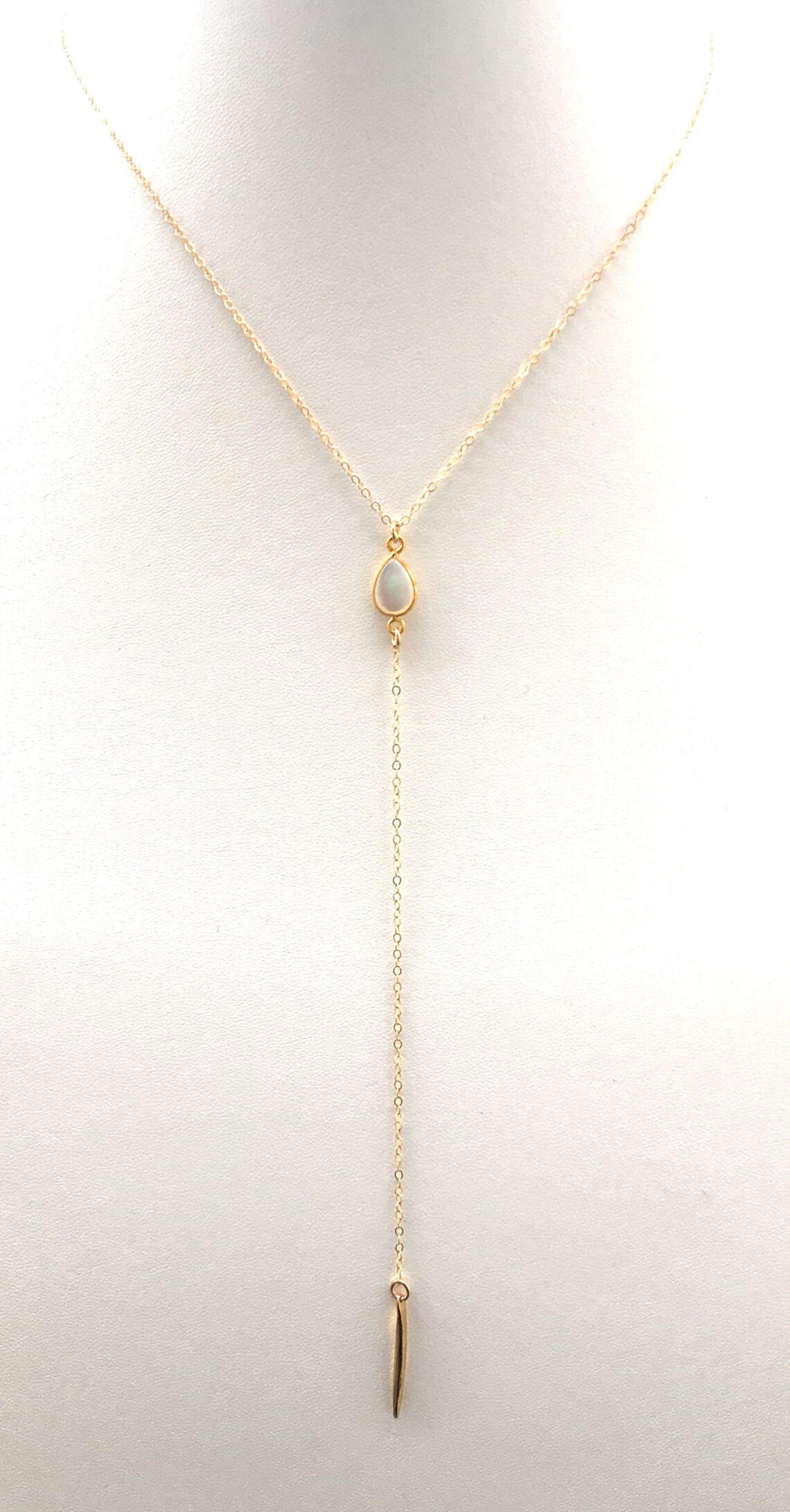 Dainty Lariat Necklace Pearl Gold Filled or Sterling Silver// by Sam ...