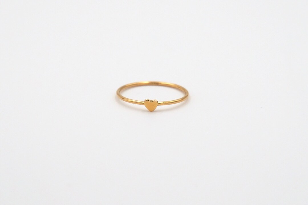 Sweetheart Ring // Gold Filled and Sterling Silver Heart Stacking Ring // Au Courant X Sam ...