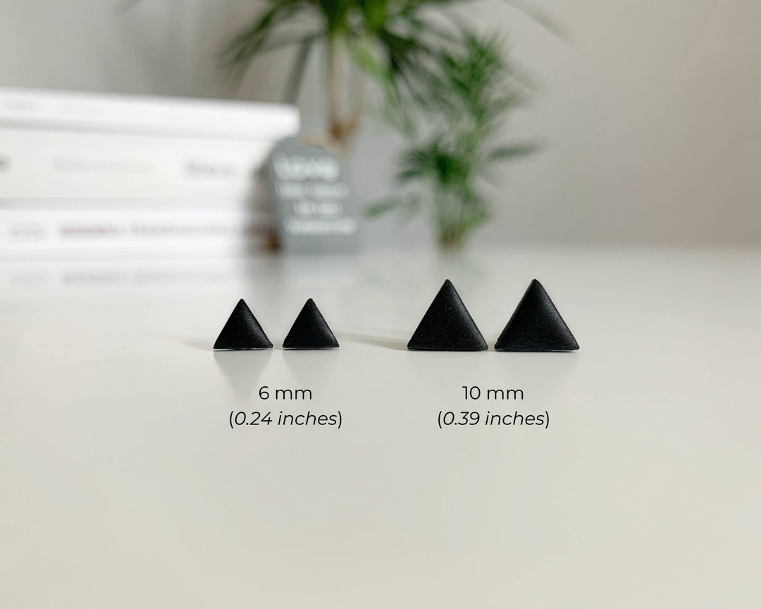 Simple Black Triangle Studs, Triangle Earrings Everyday, Minimalist ...