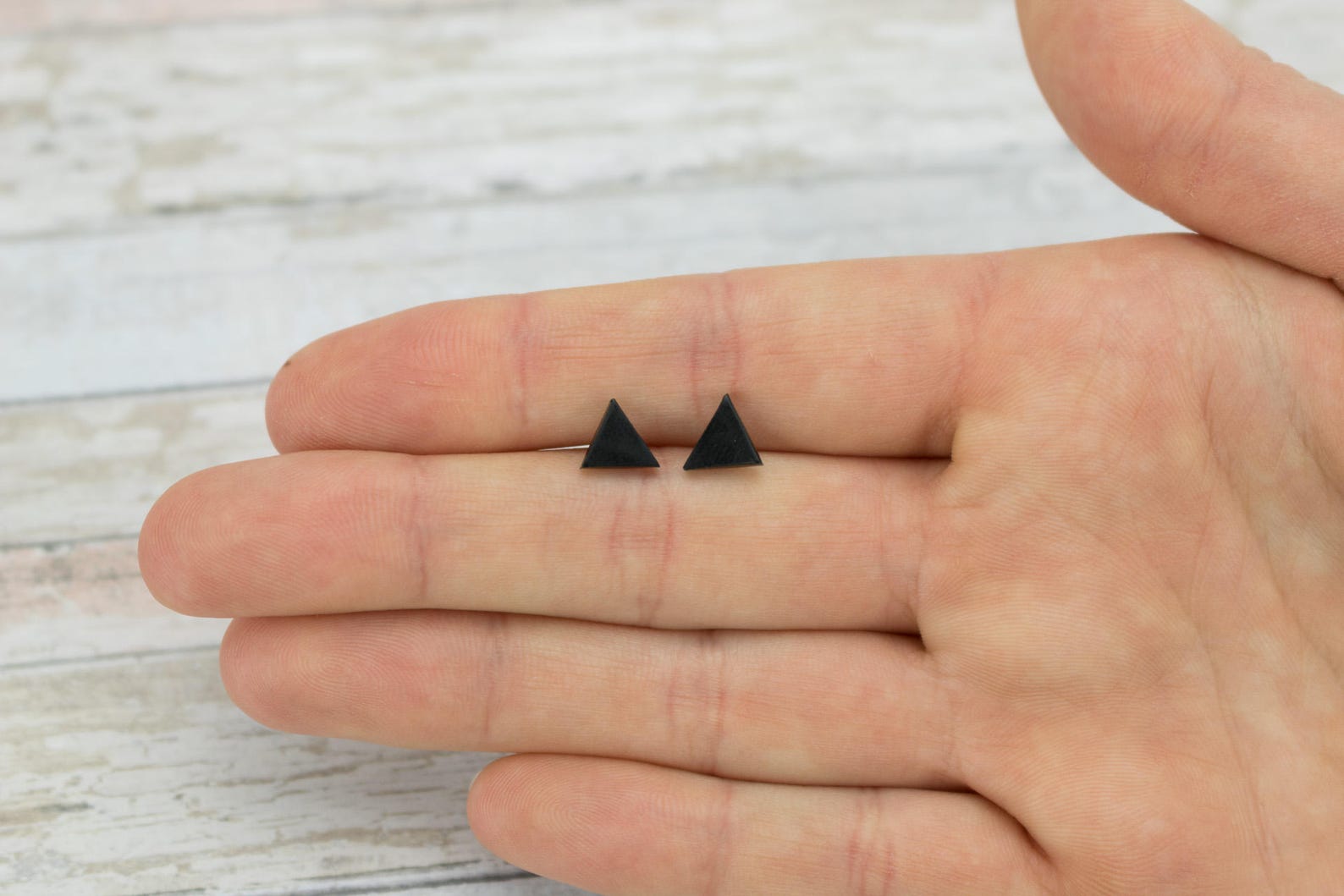 Black Triangle Earrings Tiny Stud Earrings Minimalist Studs | Etsy