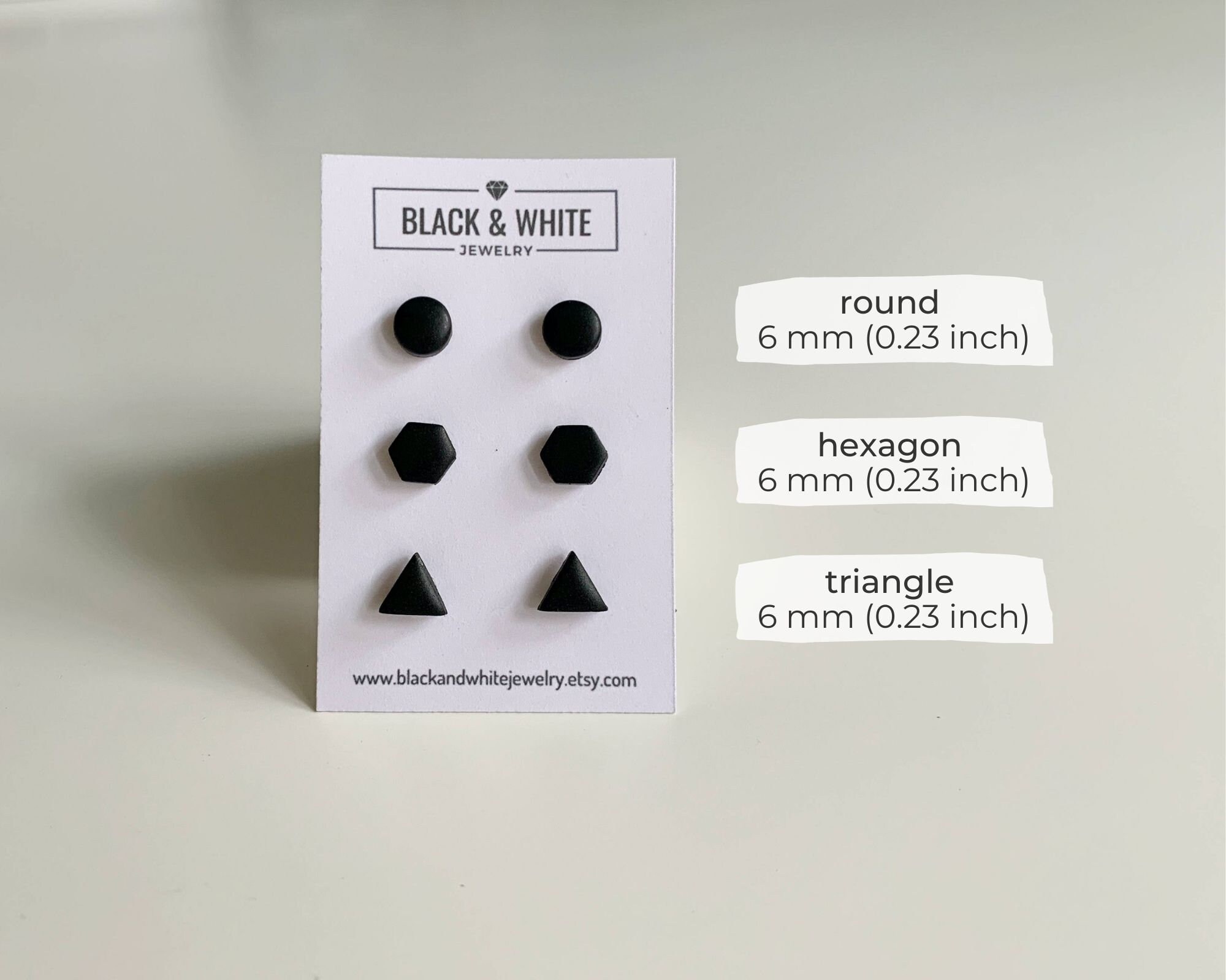 Black 6mm Studs Set of 3 Mix and Match Earrings Set - Etsy