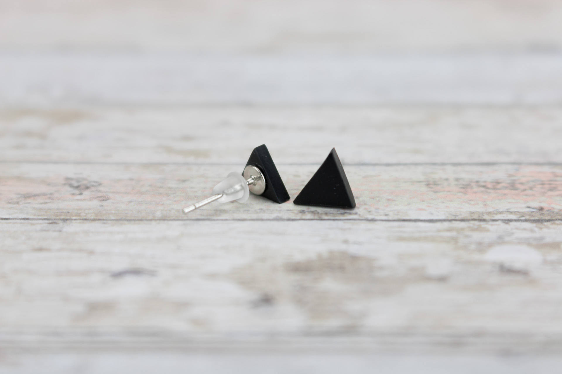 Black Triangle Earrings Tiny Stud Earrings Minimalist Studs | Etsy