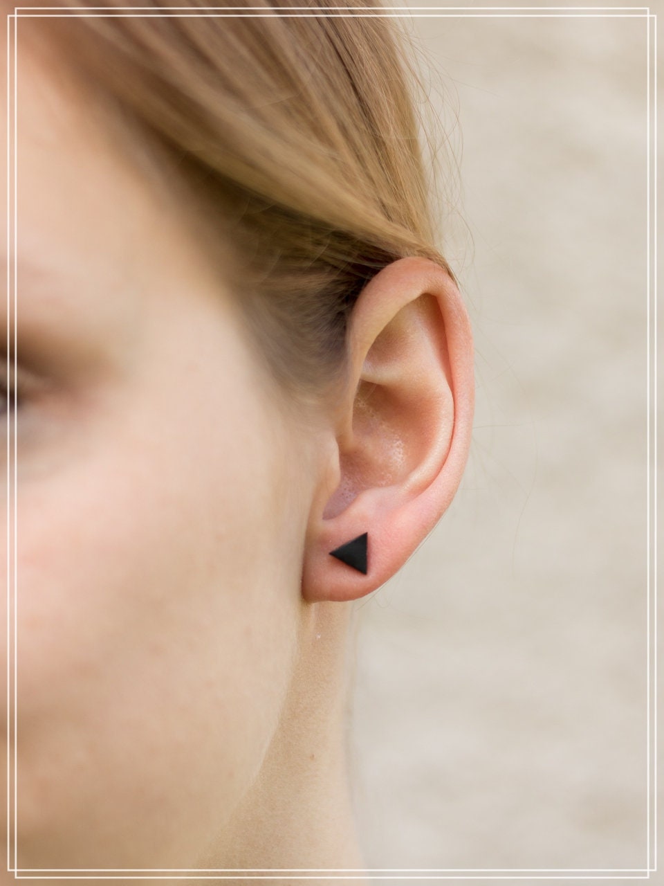 Black Triangle Earrings Tiny Stud Earrings Minimalist Studs | Etsy