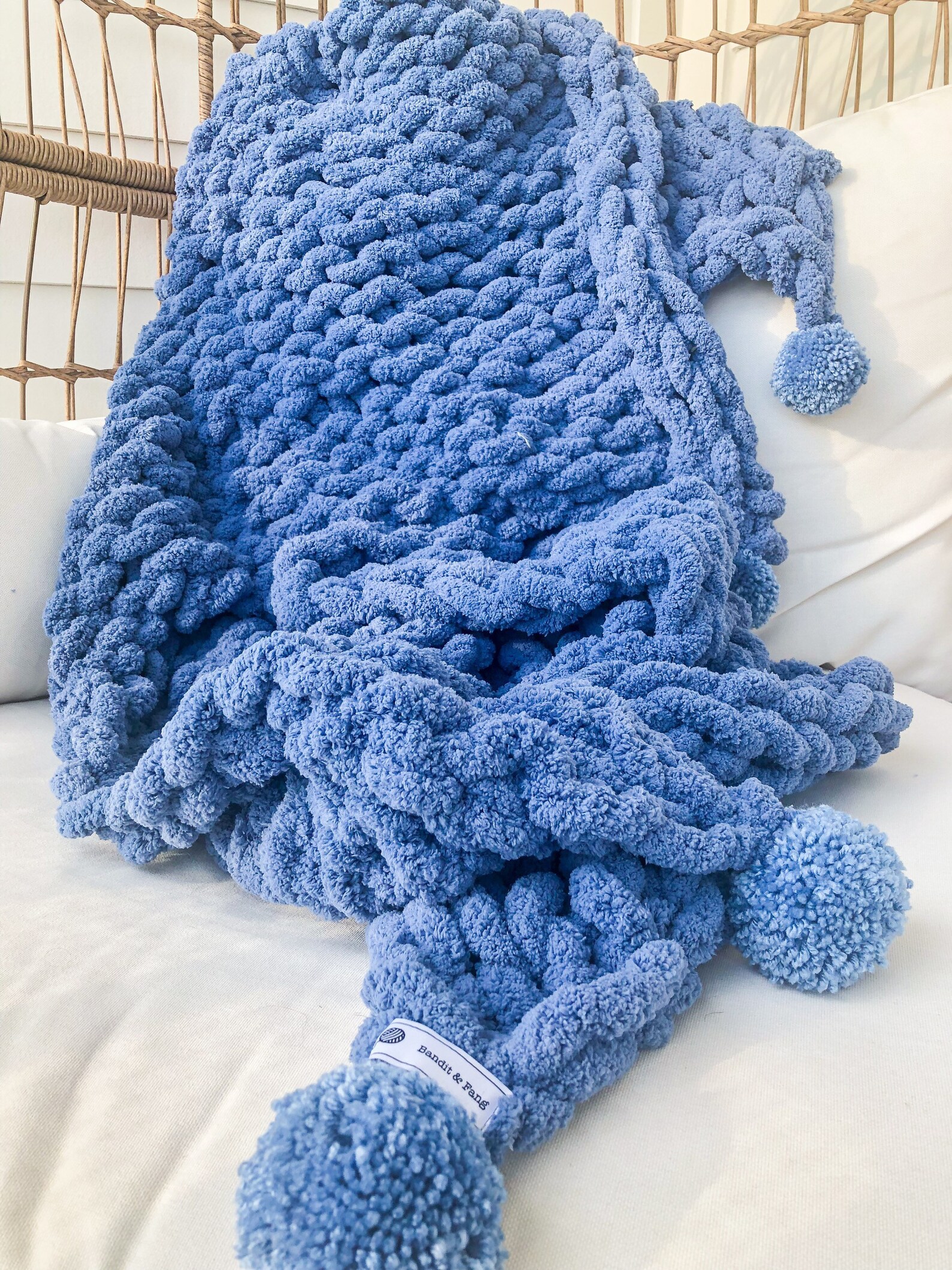 Blue Chunky Knit Throw - Etsy