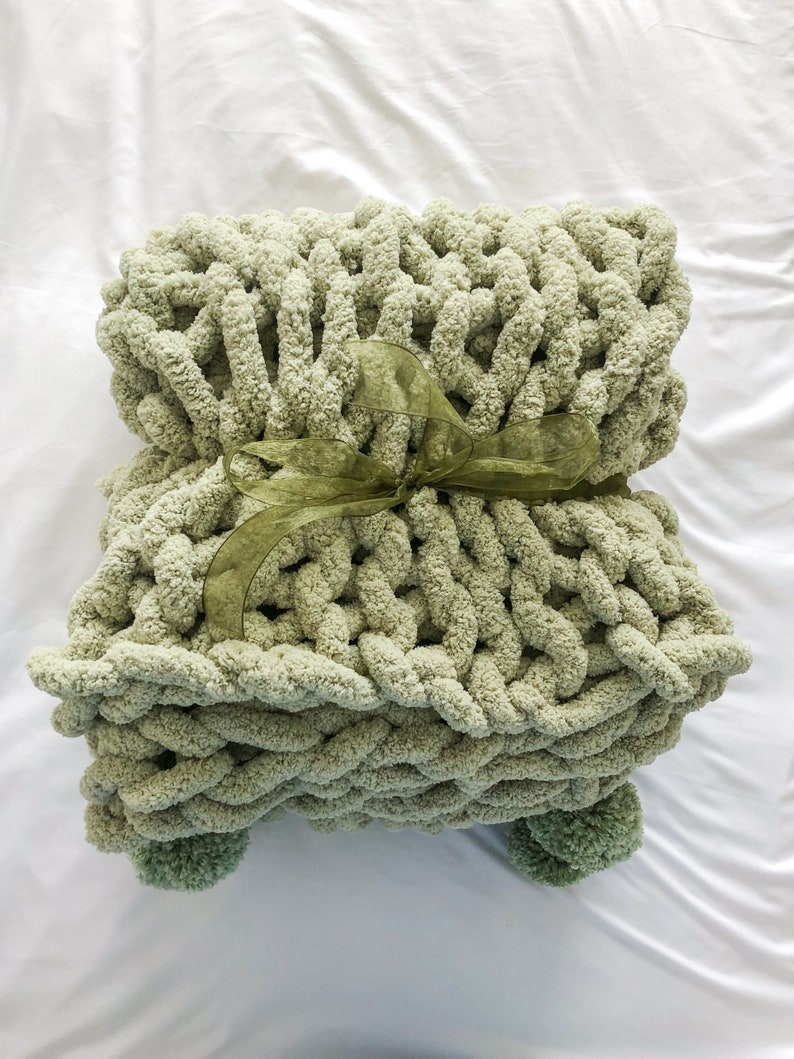 Sage Chunky Knit Throw - Etsy
