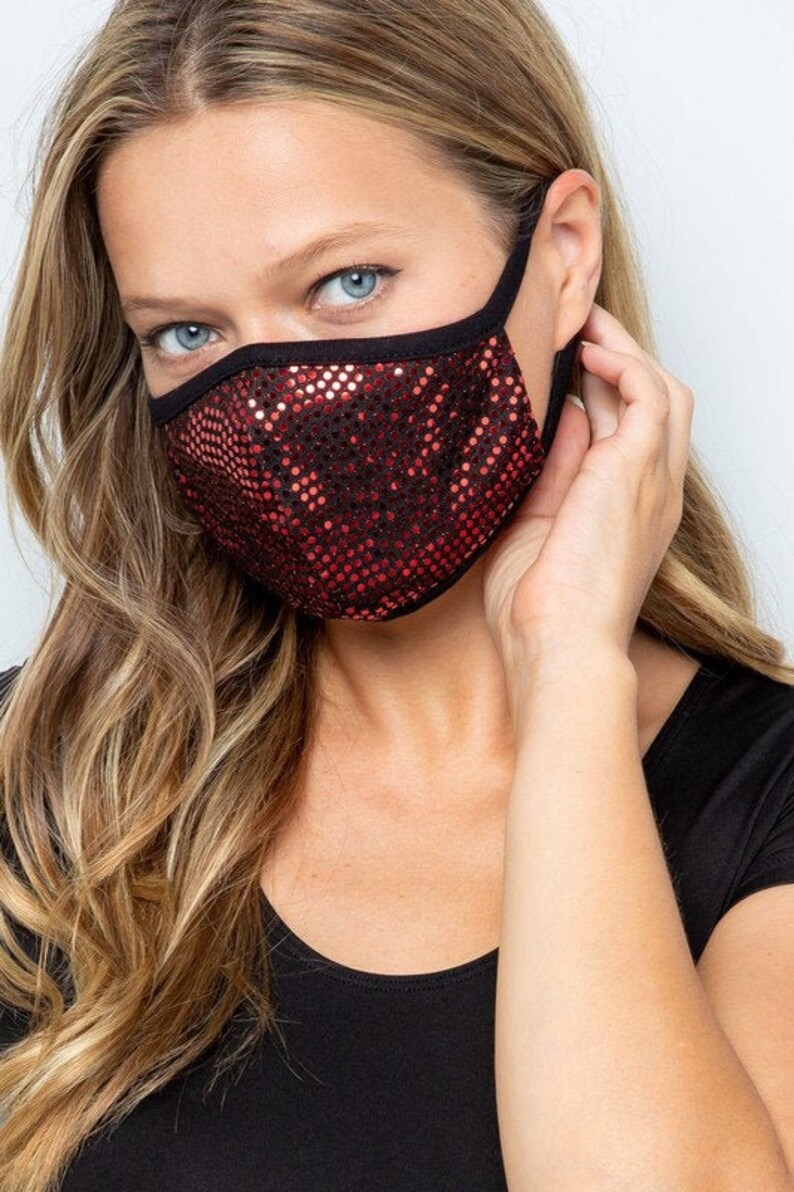 One Sequin Disco Face Masks Glam Face Mask Bling Face Mask Etsy