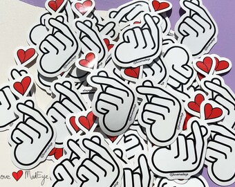 Korean Finger Heart Sticker - Etsy