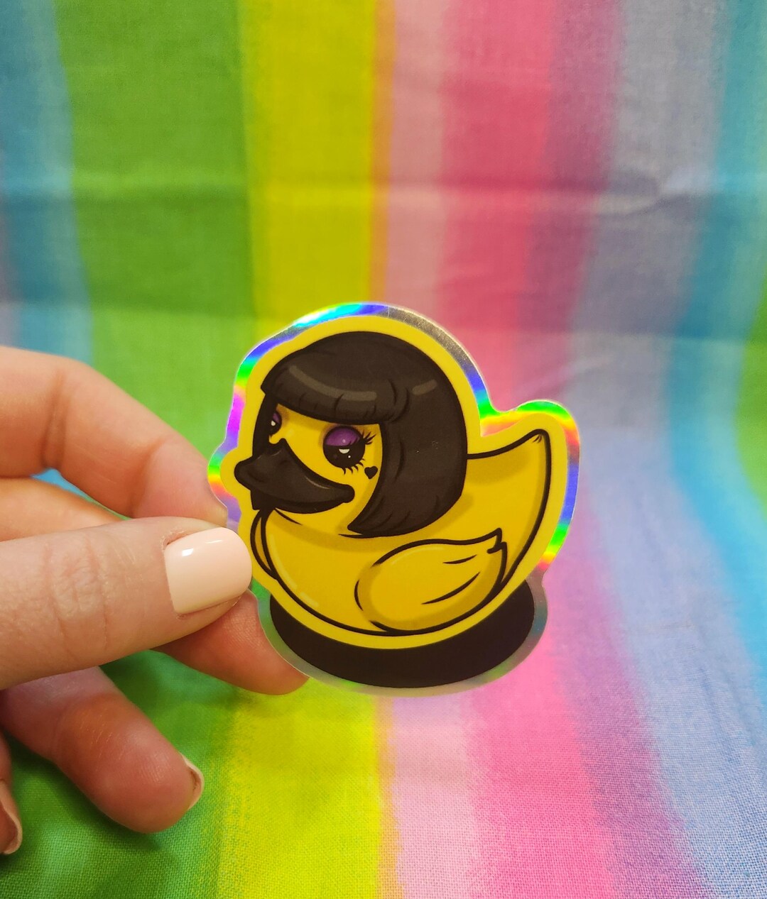 Goth Duck Foil Sticker - Etsy