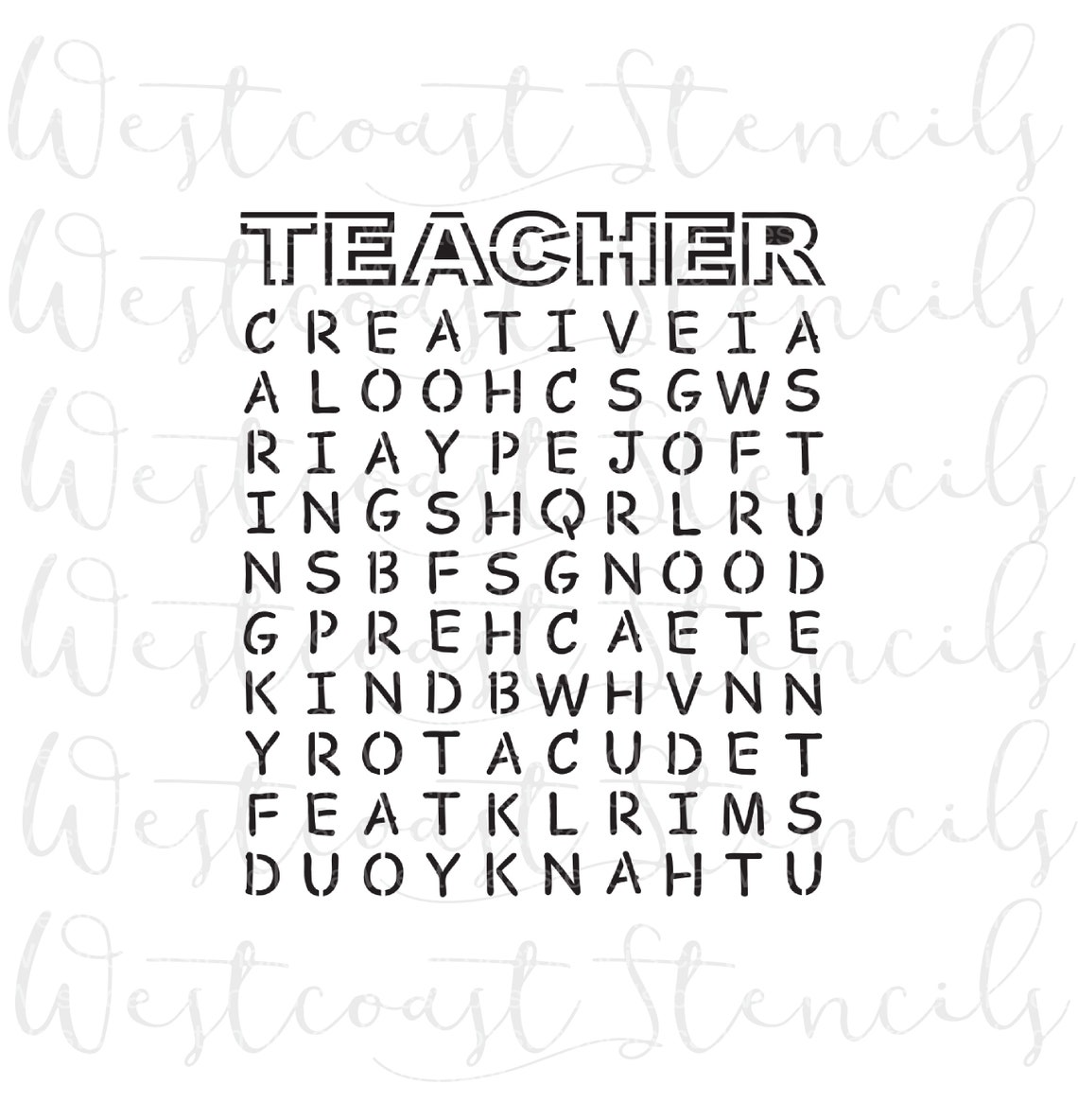 Teacher Word Search Stencil School Cookie Stencil - Etsy UK