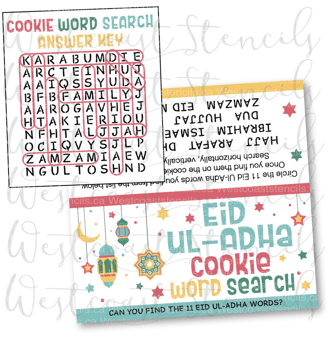DIGITAL Eid Ul-adha Word Search Bag Topper and Solution, Pdf File for ...