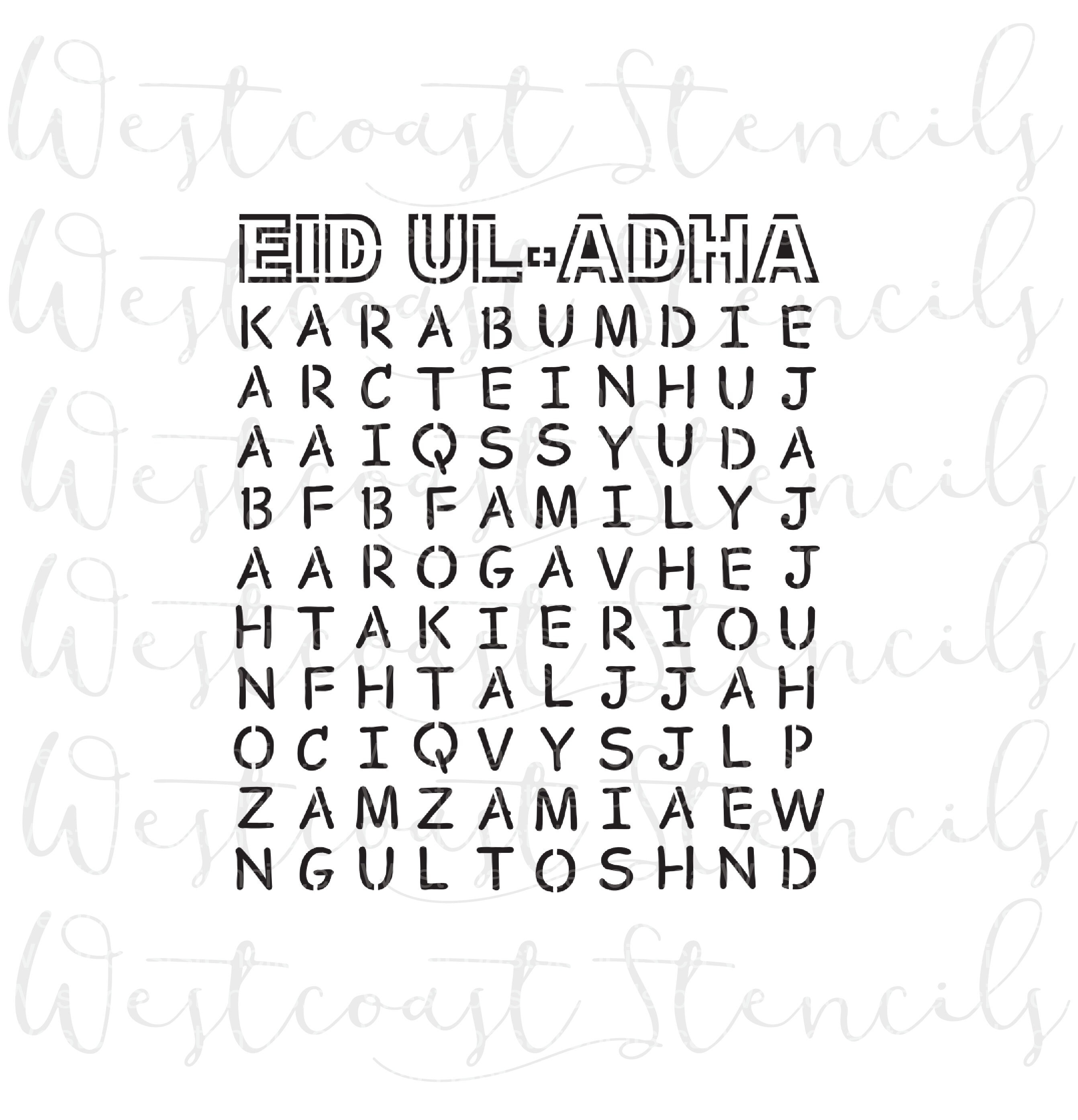 Eid Ul-adha Word Search Stencil Cookie Stencil | Etsy