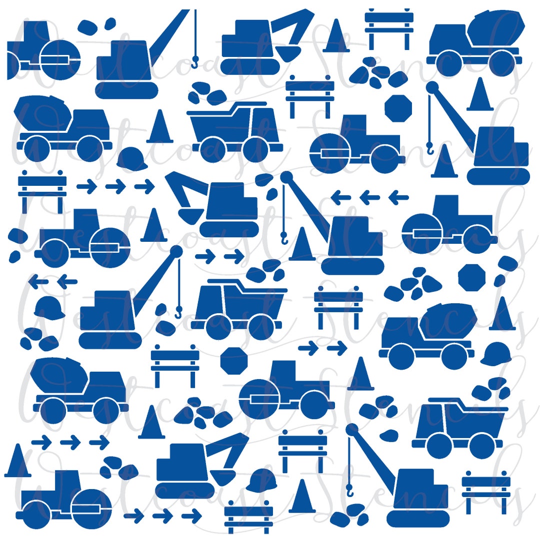 Construction Background Stencil Trucks Kids Cookie Stencil - Etsy