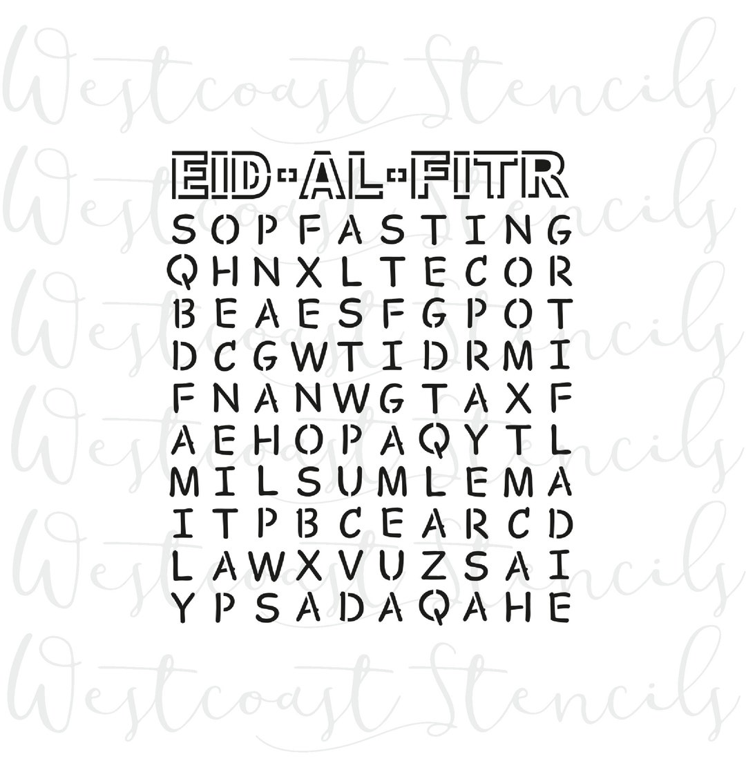 Eid Al Fitr Word Search Stencil, Cookie Stencil - Etsy