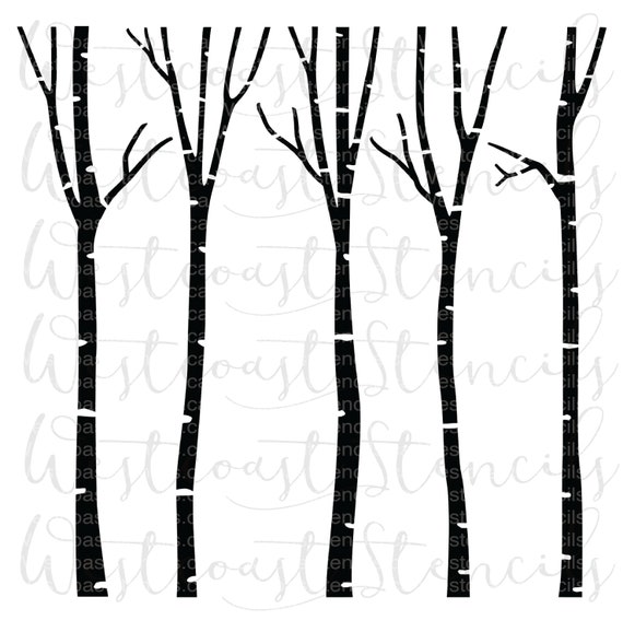 Birch Tree Stencil Aspen Trees Cookie Stencil | Etsy
