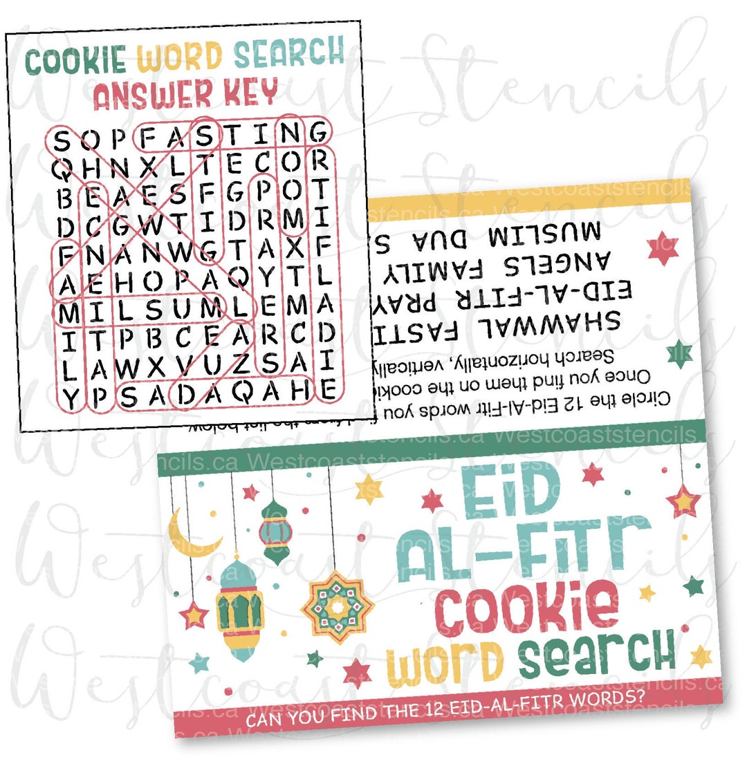 DIGITAL Eid Al Fitr Word Search Bag Topper and Solution, Pdf File for ...