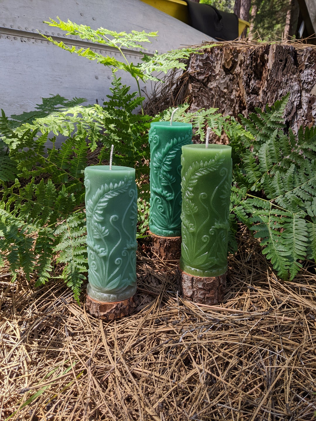 Fern Pillar Candle, Eco-friendly Rustic Candle Handmade From Recycled ...
