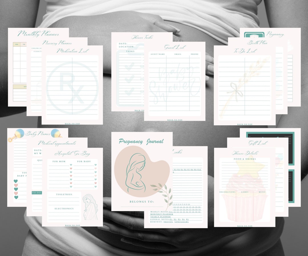 BOHO Digital Pregnancy Journal, Pregnancy Planner, Printable Pregnancy ...