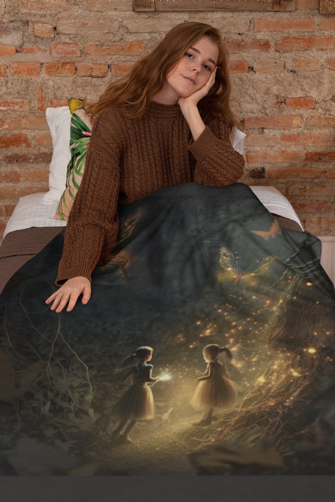 D3 Fairies at Night Blanket, Fairy Blanket, Moon Throw, Firefly Throw ...