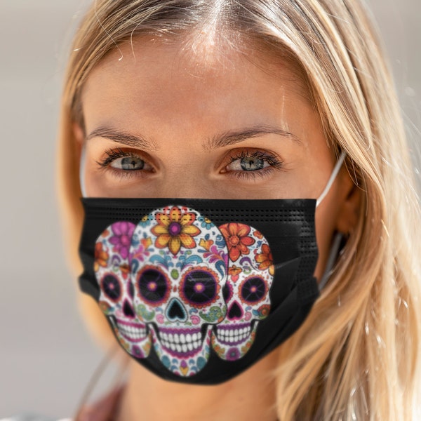 Sugar Skull Face Mask - Etsy