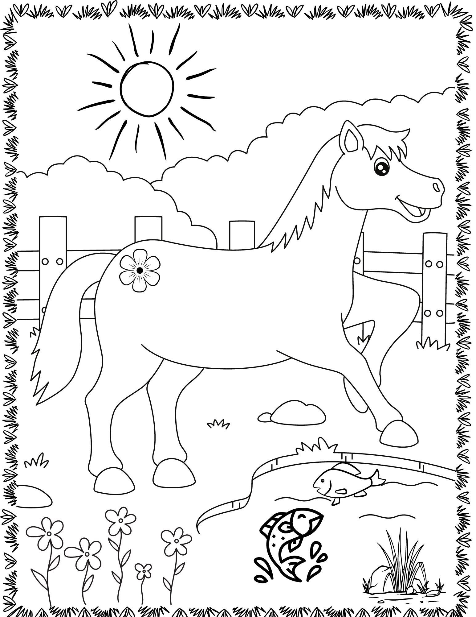 25 Page Childrens Coloring Book, Childrens Horse Coloring Book ...