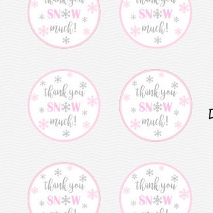 Printable Thank You Snow Much! Tags, Labels - Light Pink & Silver ...