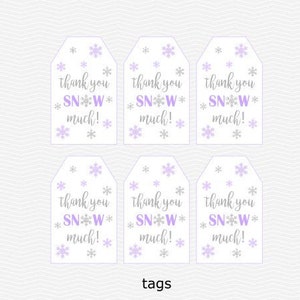 Thank You Snow Much Favor Tags Printable - Pale Purple & Silver ...