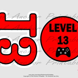 Printable Gamer Centerpieces Boy 13th Birthday Red & Black Video Game ...