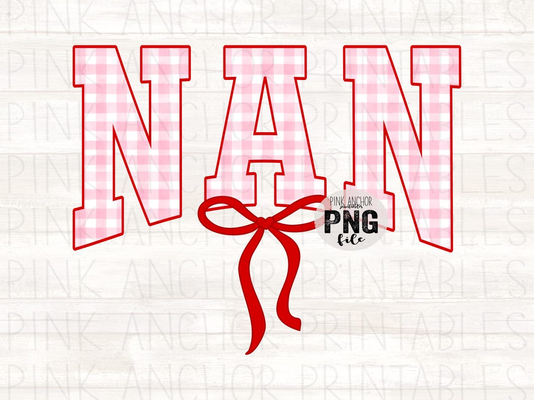Instant Download Nan Pink Gingham Red Valentine's Day Coquette Bow Png ...
