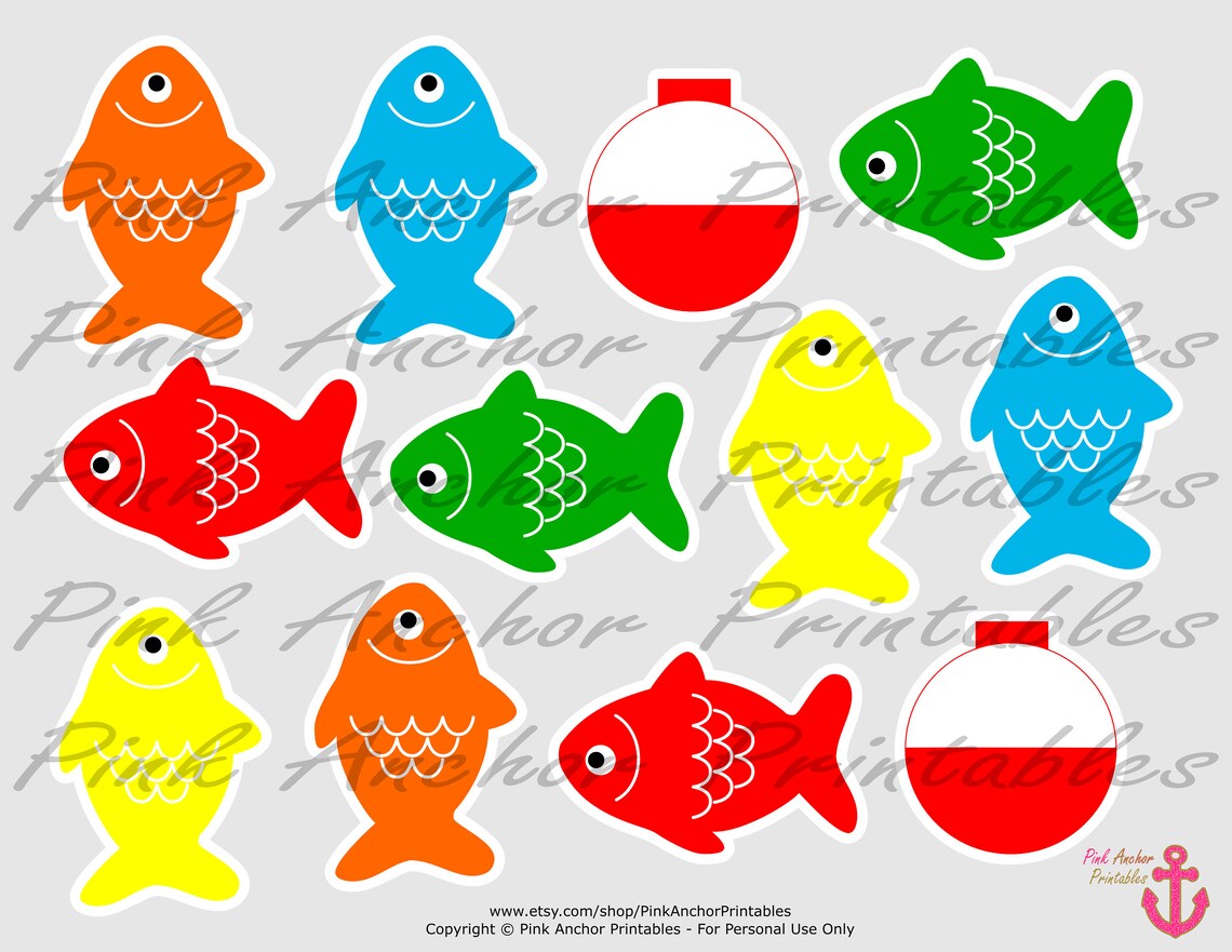 Printable Fish Birthday Cupcake Toppers and Wrappers Gone | Etsy