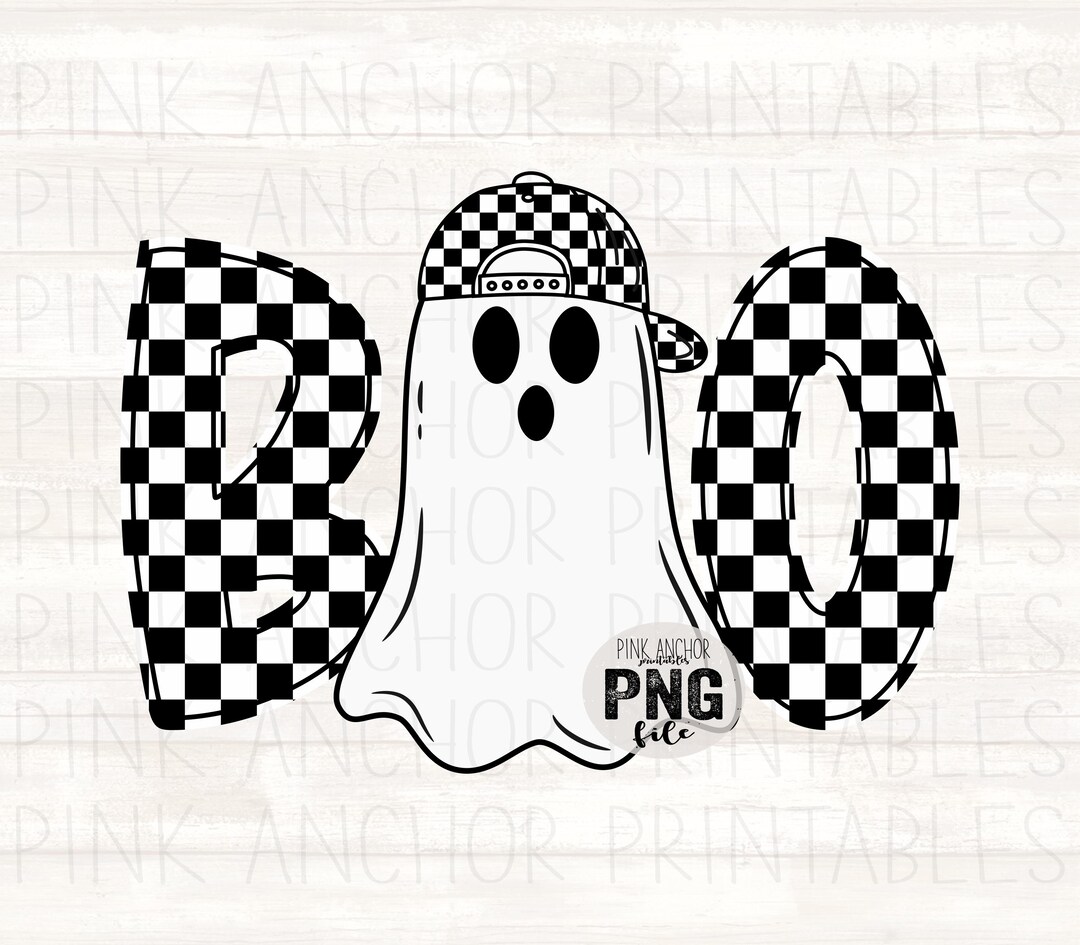 Instant Download Boo Halloween Png File Boy Ghost Hat Ball Cap Checker ...