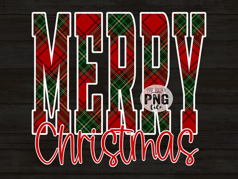 Instant Download Merry Christmas Red Green Plaid Red Png Printable ...