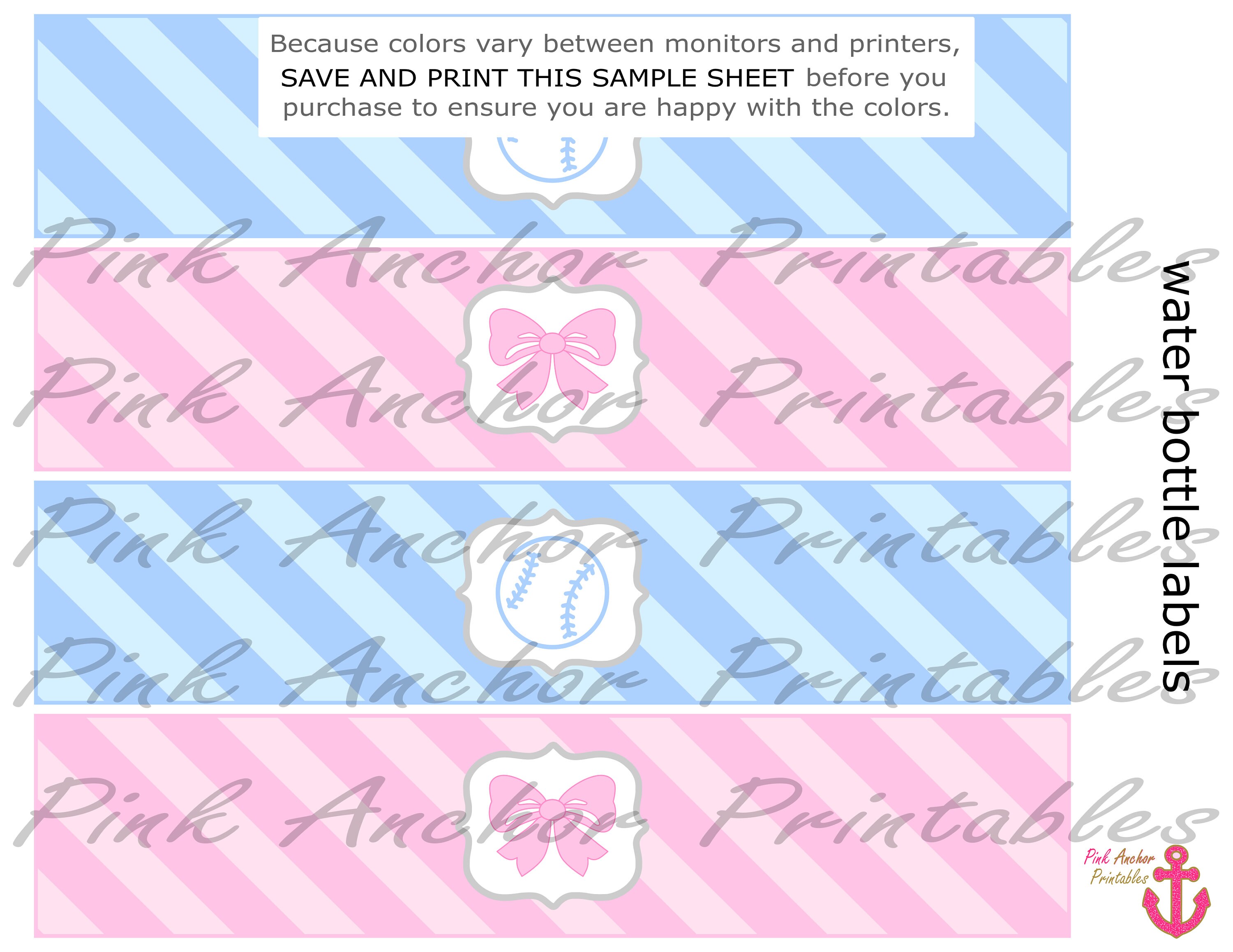 Printable Gender Reveal Water Bottle Labels Baby Pink Light | Etsy