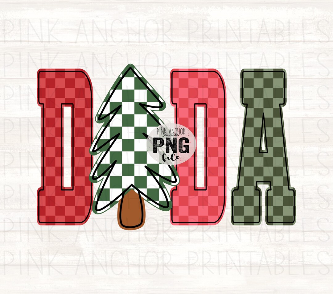 Instant Download Dada Christmas Tree Checker Red Green Png Printable ...