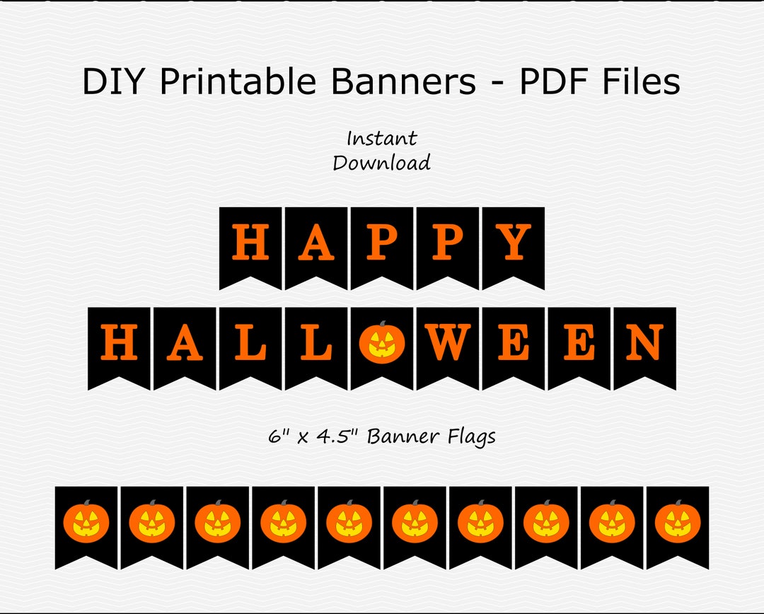 Happy Halloween Banner - Orange & Black - Jack-o-lantern - Halloween ...