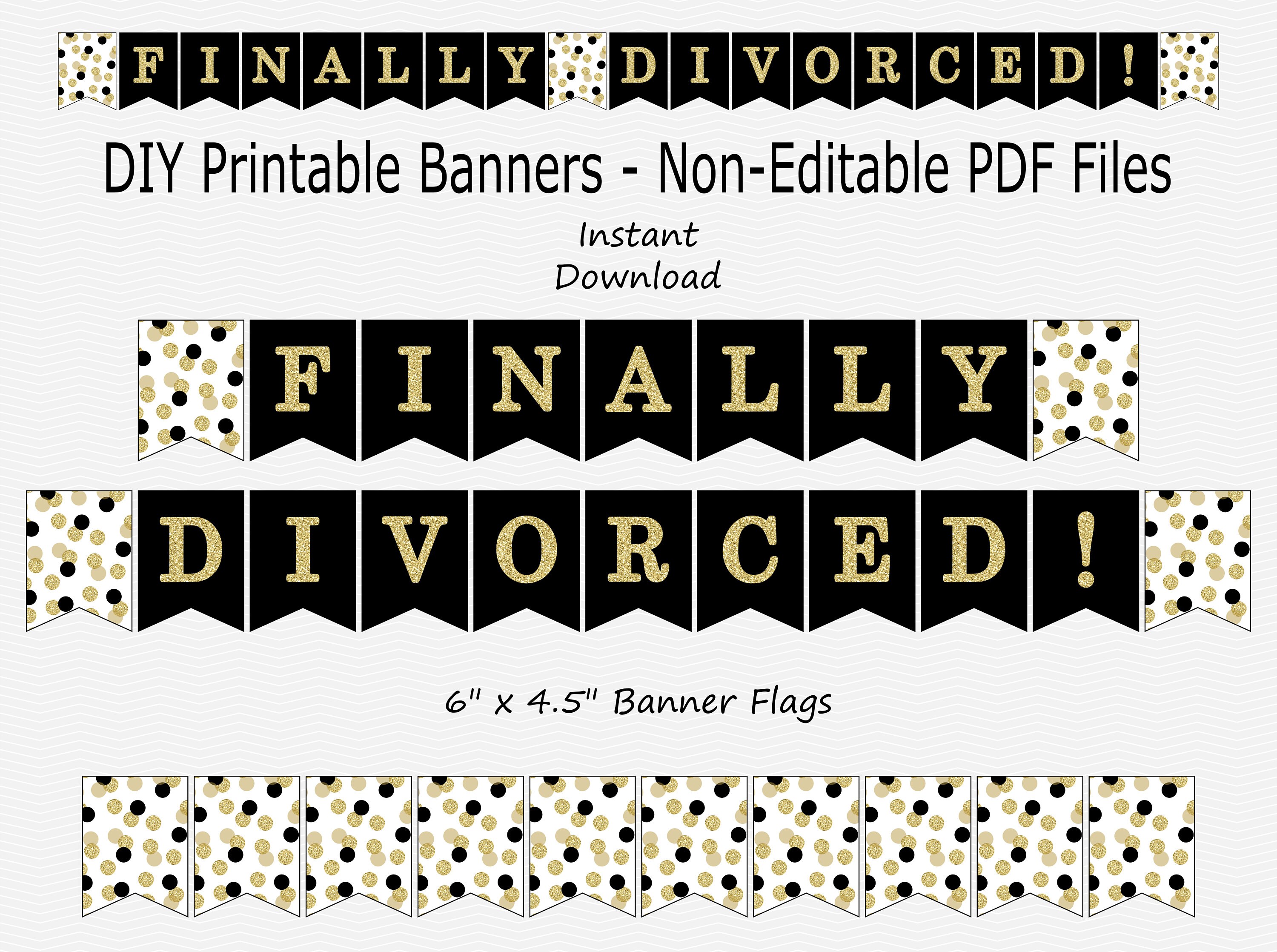 Finally Divorced Banner Black & Gold Glitter Confetti | Etsy