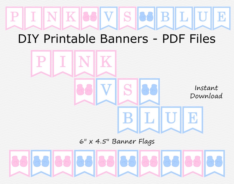 Pink Vs Blue Banner Baby Pink & Light Blue Boxing Gloves | Etsy