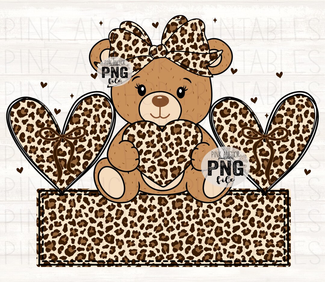 Instant Download Teddy Bear Girl Coquette Bow Cheetah Valentine's Day ...
