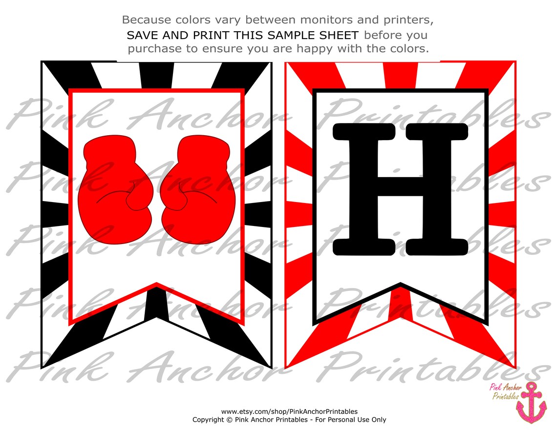 Boxing Glove Happy Birthday Banner Red & Black Boxing | Etsy