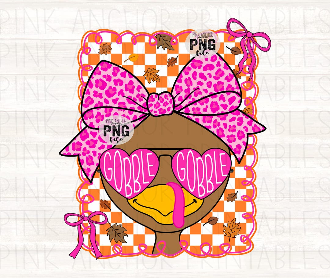 Instant Download Girl Turkey Bow Checker Cheetah Preppy Gobble Gobble ...