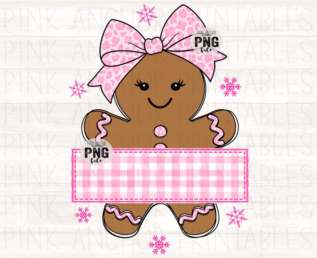 Instant Download Girl Gingerbread Bow Cheetah Gingham Box for Name ...