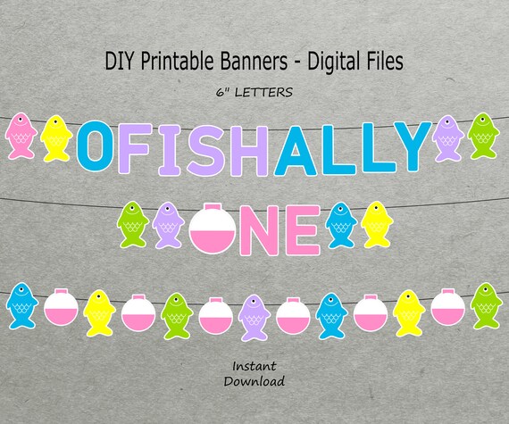 Printable You Print oFISHally One Banner Blue Green | Etsy