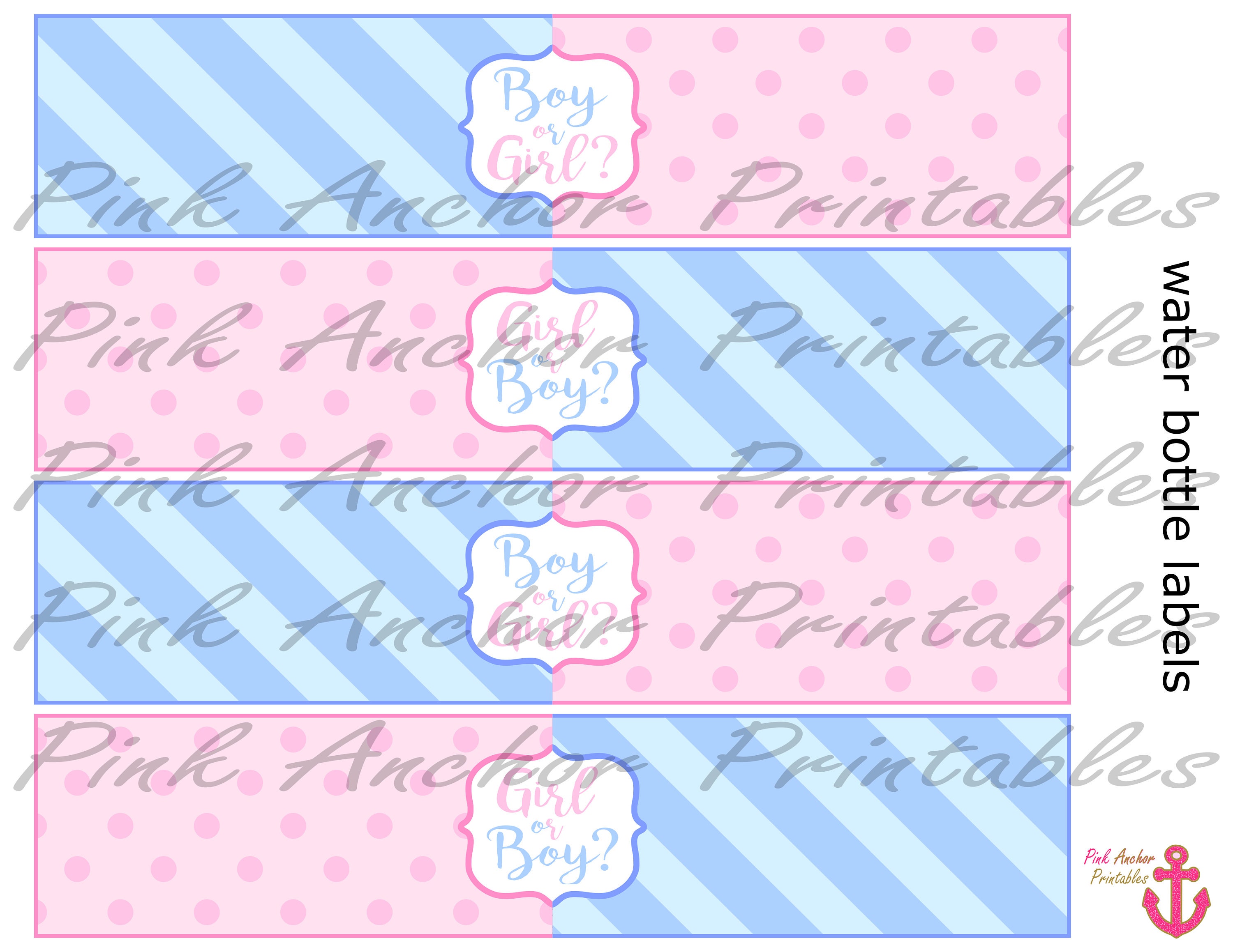Printable Girl or Boy Gender Reveal Water Bottle Labels Baby | Etsy