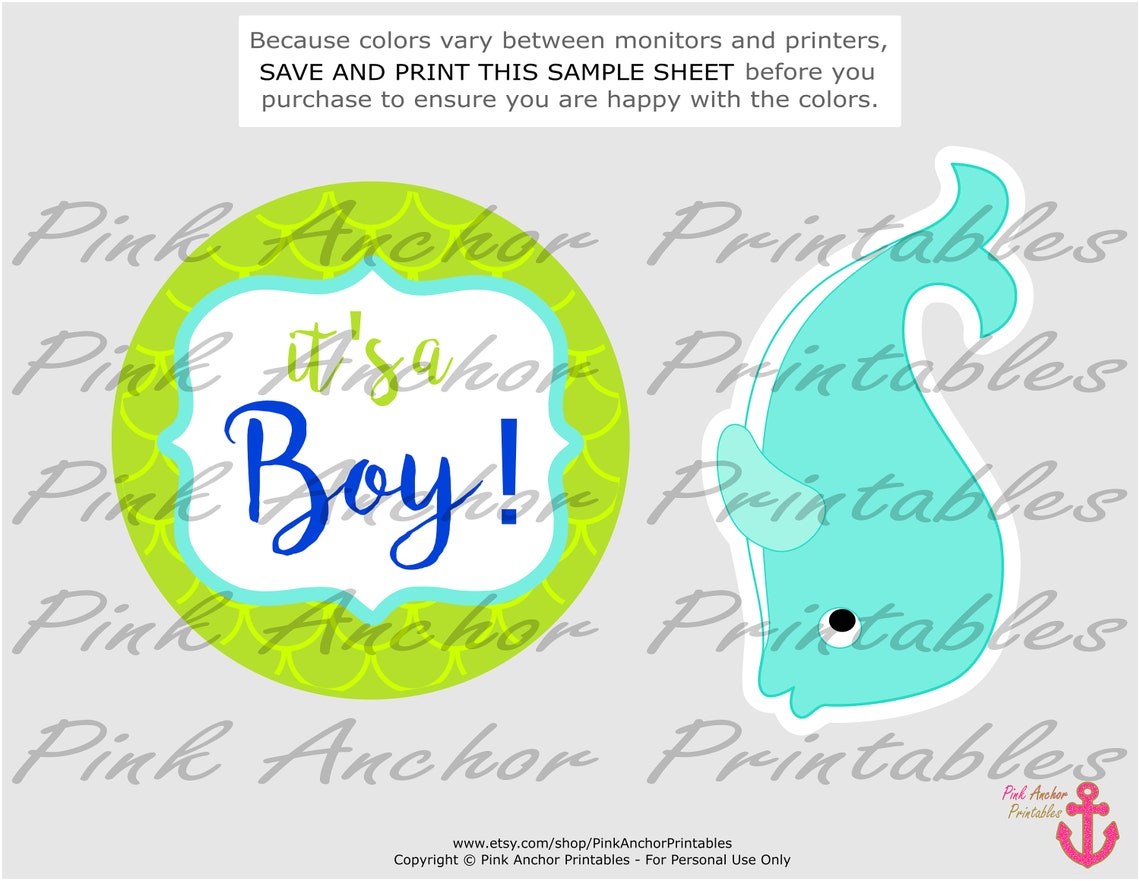 Printable Under the Sea Centerpieces Royal Blue Lime Green | Etsy