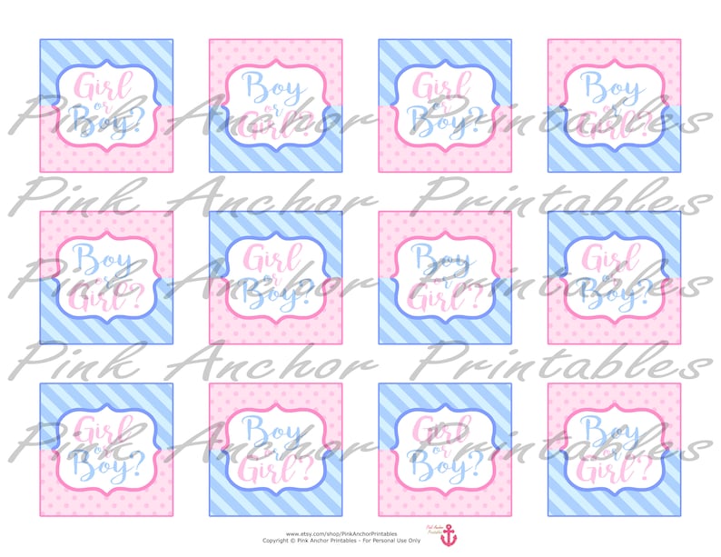 Printable Gender Reveal Cupcake Toppers and Wrappers Baby - Etsy