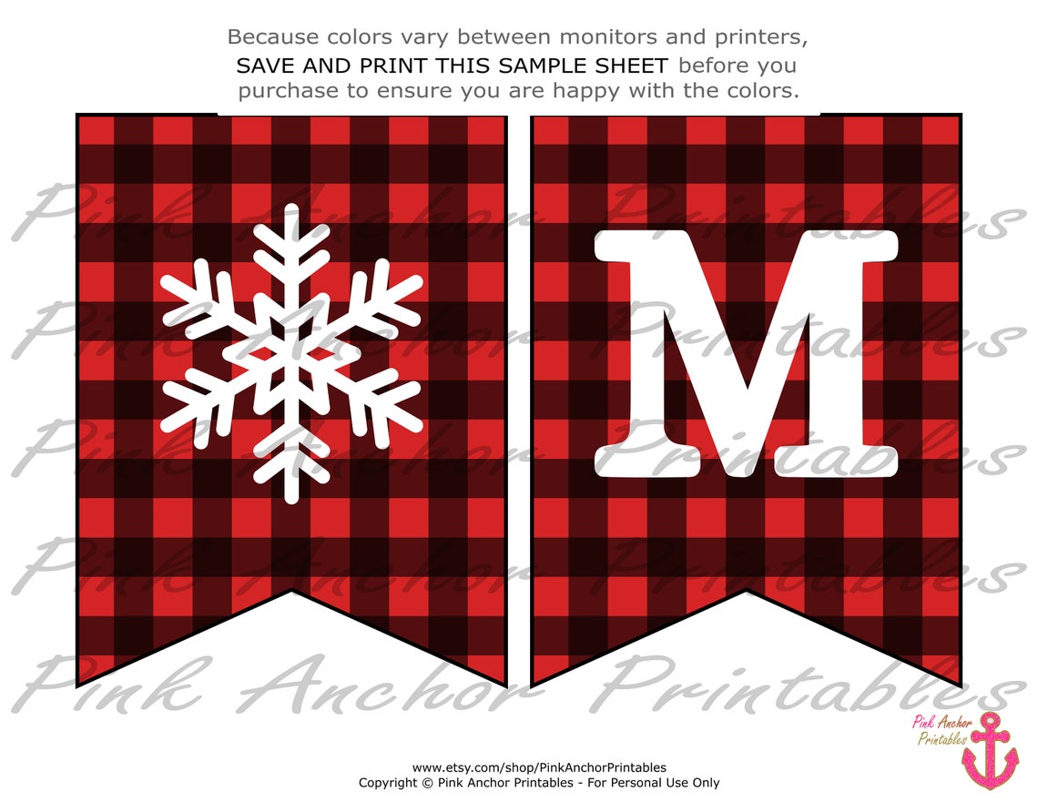 Merry Christmas Banner Black Red Plaid & White Christmas - Etsy