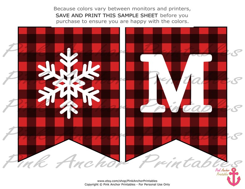 Merry Christmas Banner - Black, Red Plaid & White - Christmas Sign ...